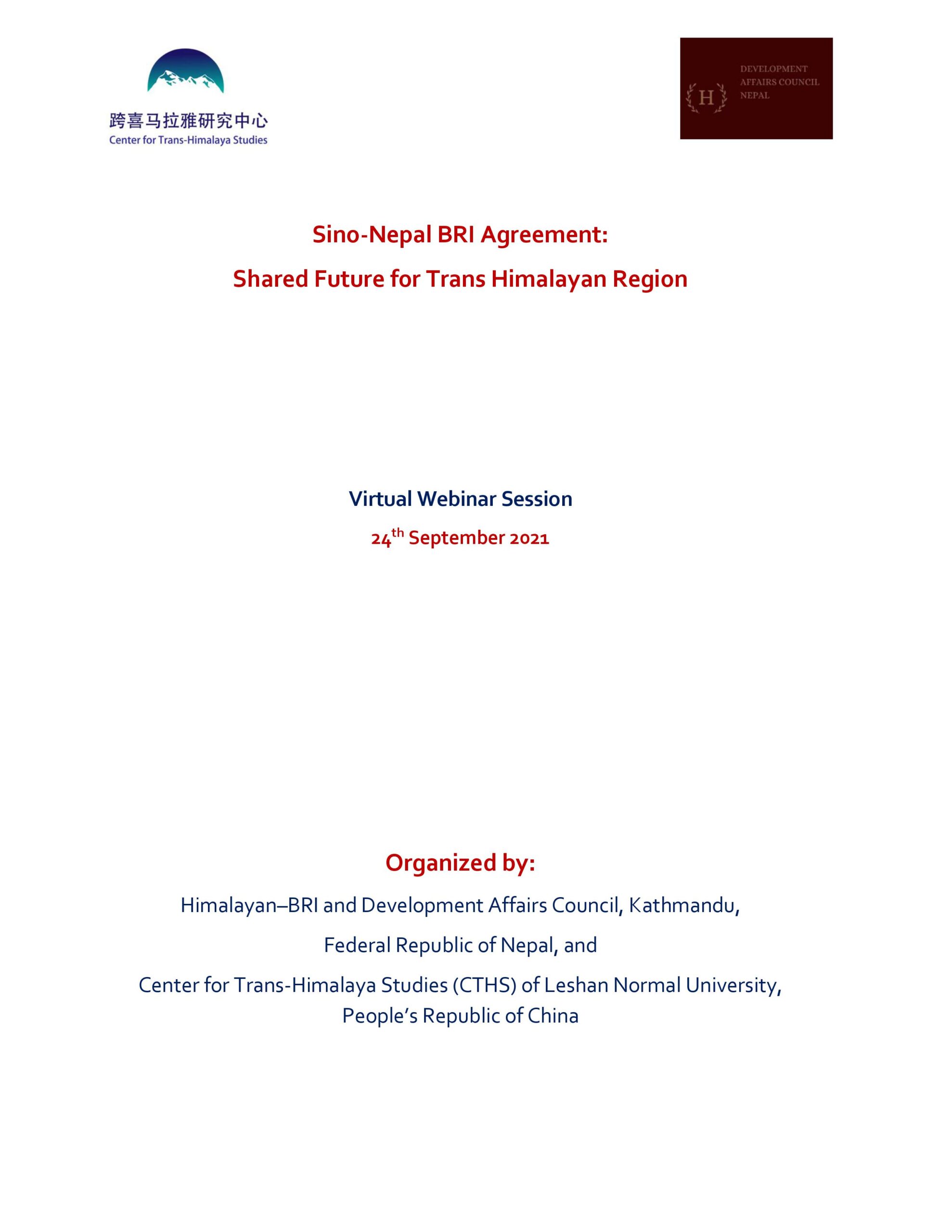 Sino-Nepal BRI Agreement – Himalayan BRI And